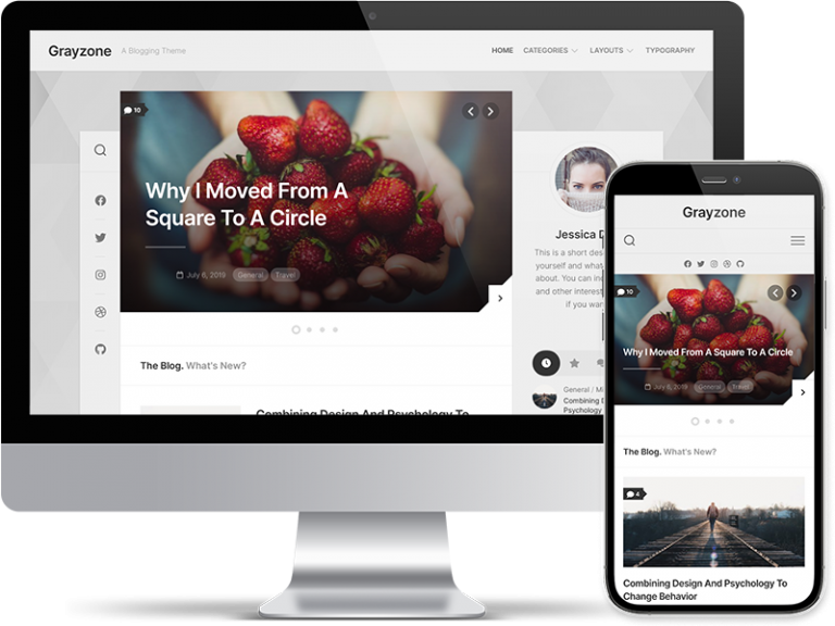 精美好看的白灰色WordPress自媒体博客主题grayzone_博客吧